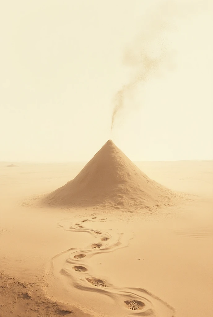 “A fully leveled mound of sand, small footprints around it - SeaArt AI