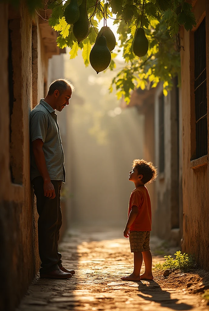 A full-length photorealistic cinematographic photo of an adult meeting ...