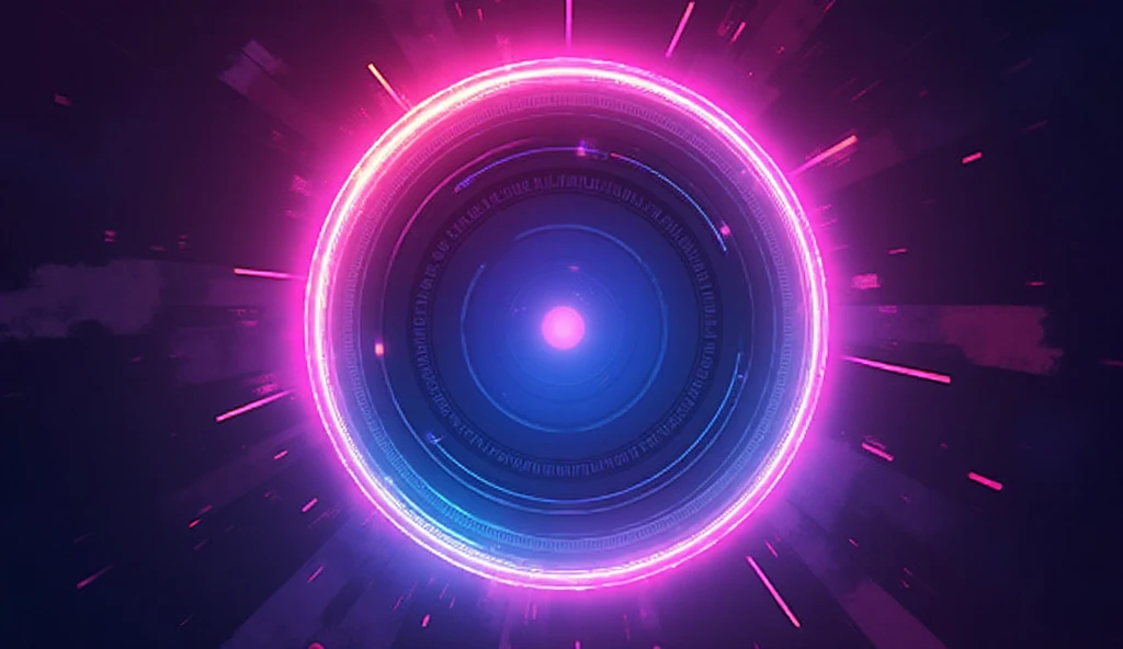 Abstract 2D illustration of a camera lens. Instead of realistic flare ...