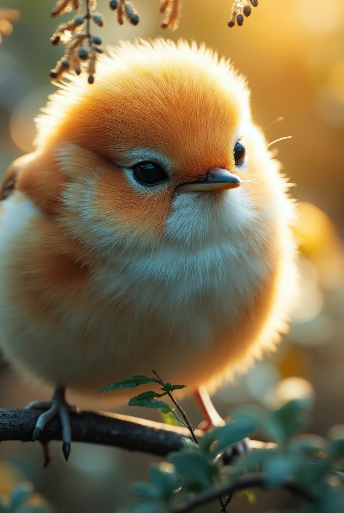 A mesmerizing close-up portrait of a gorgeous little bird illuminated ...