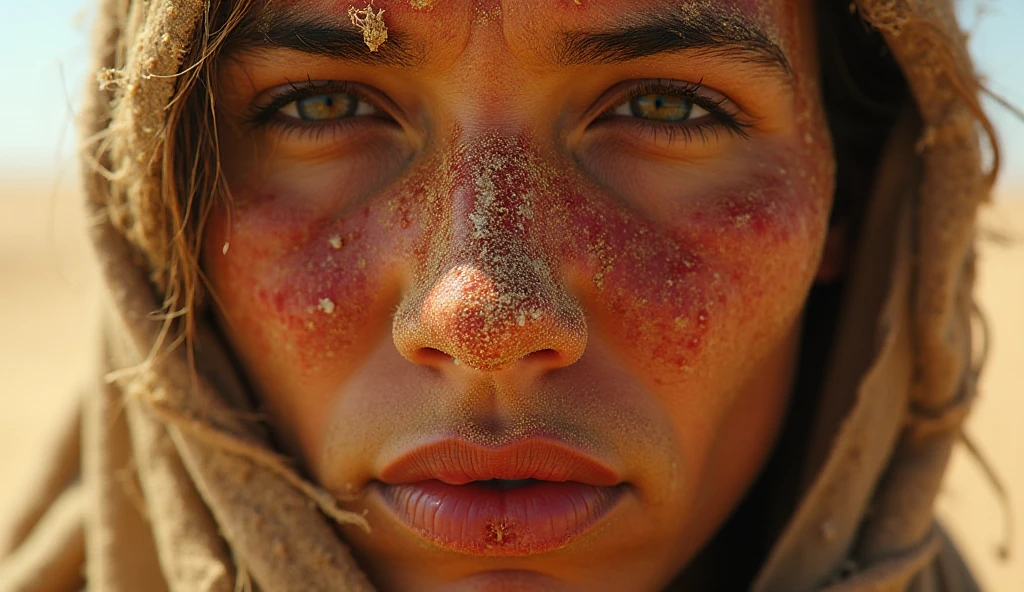 Extreme close-up hyper-realistic photograph of Neferura's face during ...