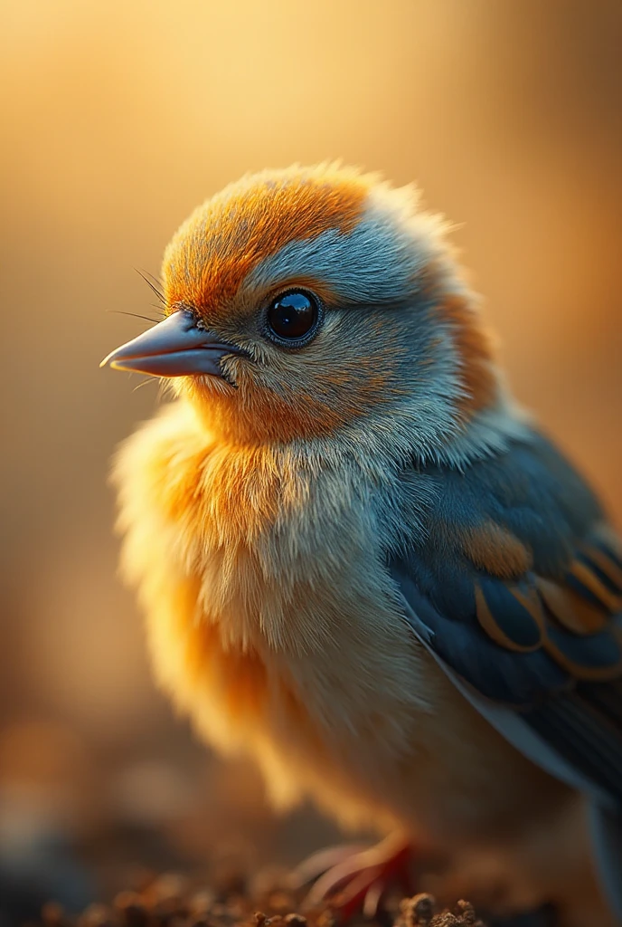 A mesmerizing close-up portrait of a gorgeous little bird illuminated ...