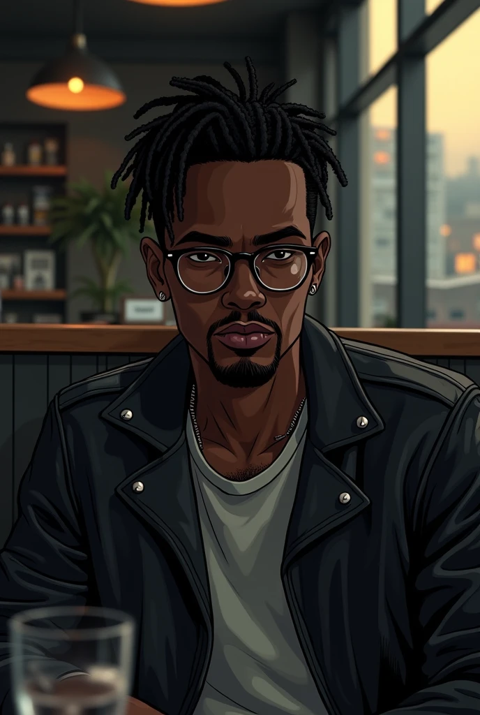 Semi-realistic comic illustration, cinematic painterly style with moody ...