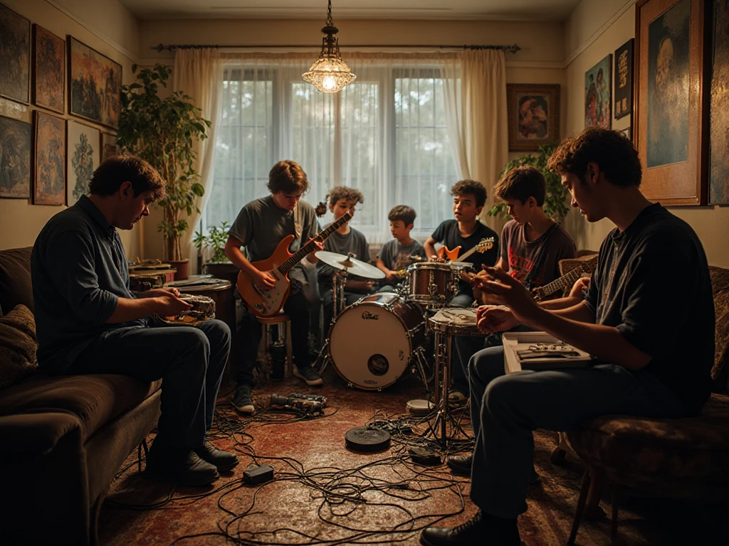 The room is full of chaotic sounds, where dissonant notes collide ...
