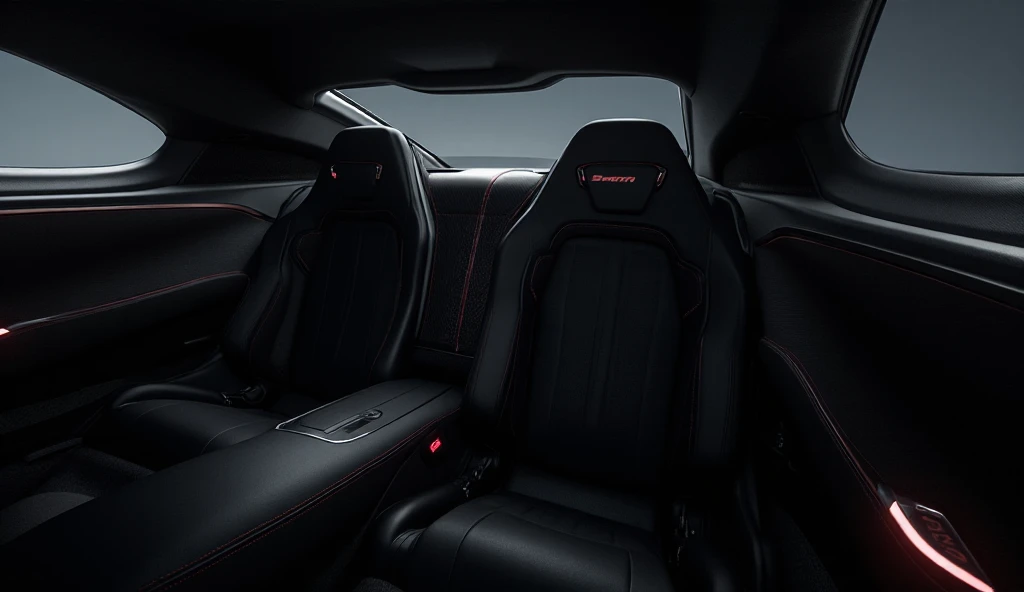 Generate a pic of 2026 Nissan GT-R Car interior full rear seats back ...