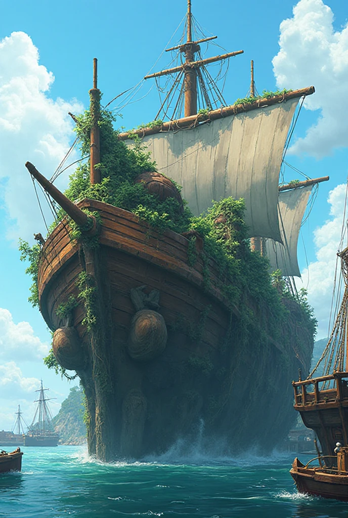 Anime-Pokémon. Huge ship golem, ancient wooden ship monster with ...