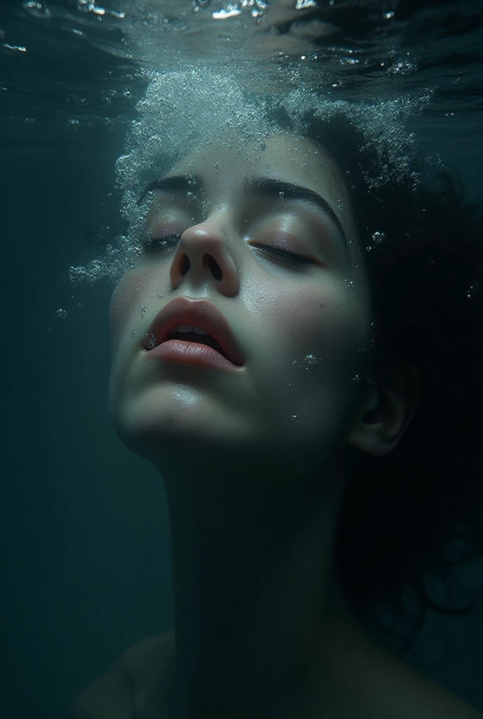 Close-up of a person’s face submerged underwater, eyes closed - SeaArt AI