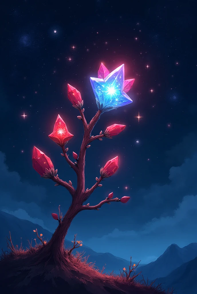 Anime illustration, cute but dangerous Starshard Bud twig with tiny ...
