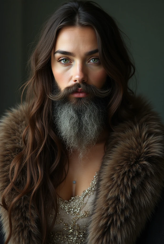 Ultra-Realistic, Precision portrait, a young american bearded woman ...