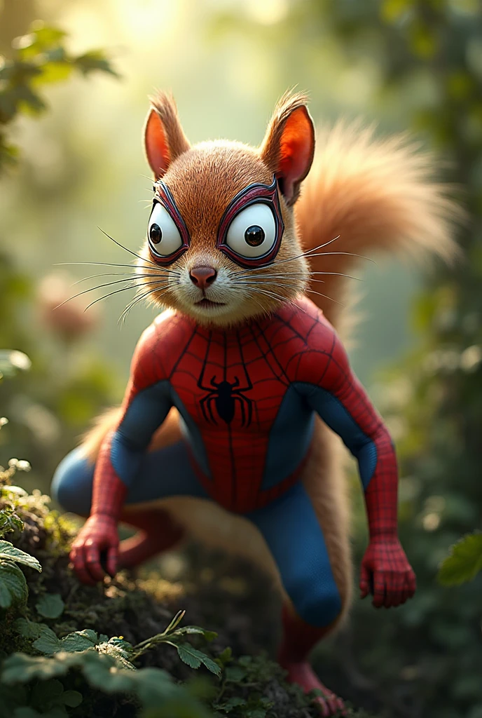 Make me a squirrel in a Spider-Man costume with white eyes - SeaArt AI