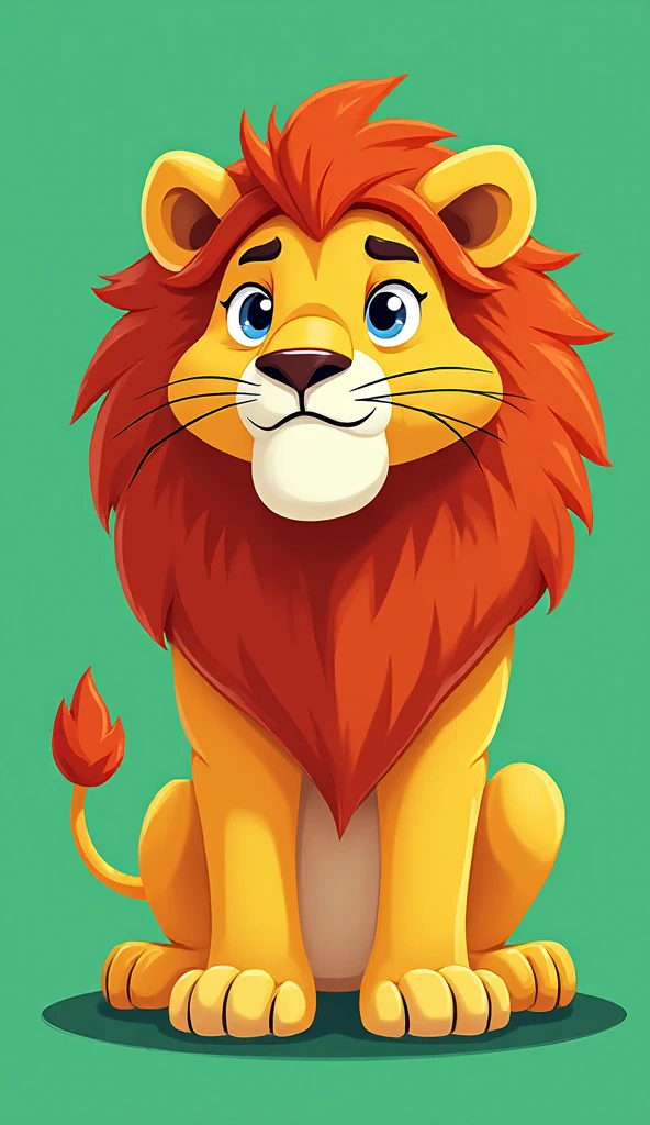 One adult cartoon-style lion, 2D flat illustration, clean bold lines ...