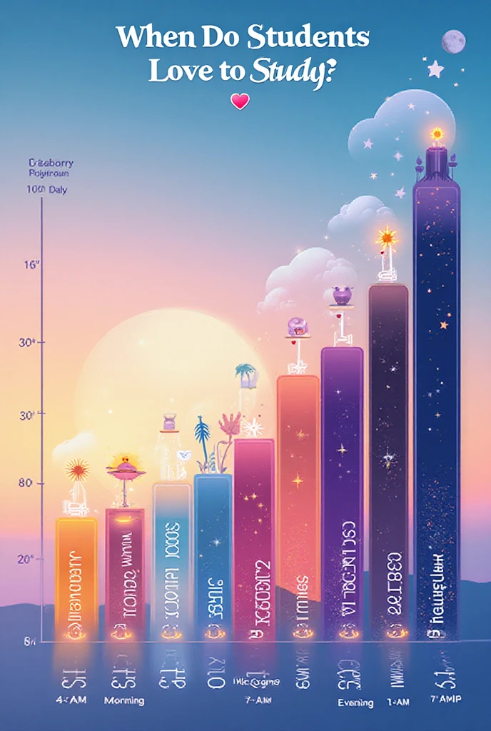 Create a stunning vertical bar chart titled "When Do Students Love to ...