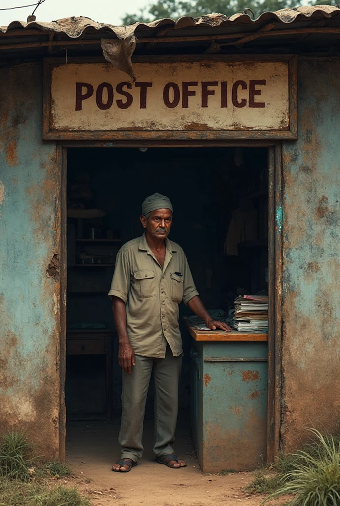 A Bangladeshi postman is working in a Bangladeshi village postoffice ...