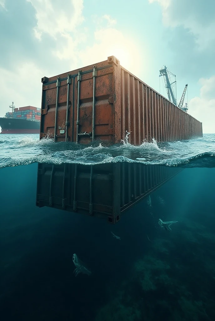 YouTube cover style, ultra-realistic scene, one giant shipping ...