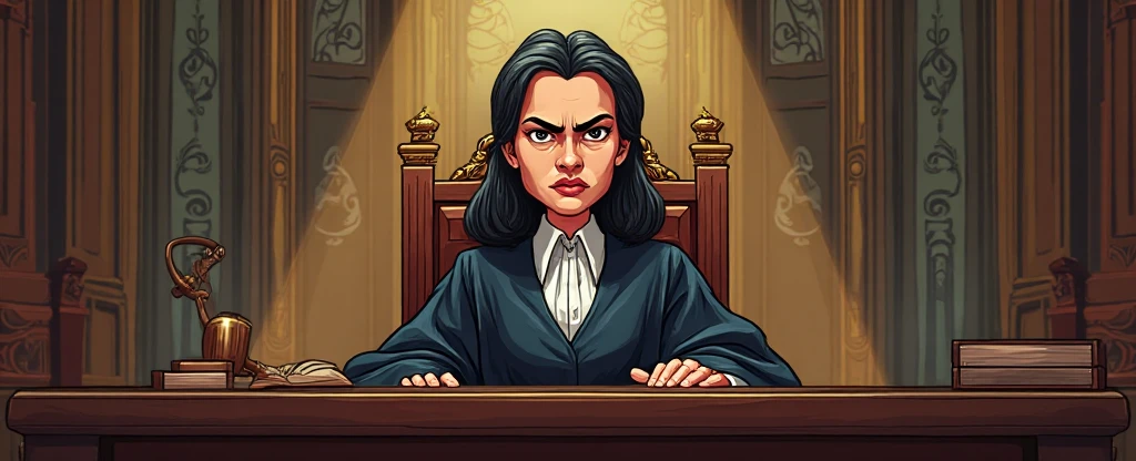 Female judge Cartoons mean face - SeaArt AI