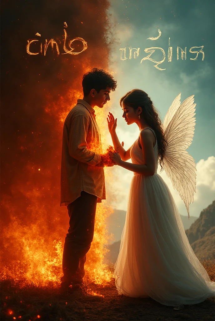 "A dramatic and emotional scene: On the left, a boy is standing in ...