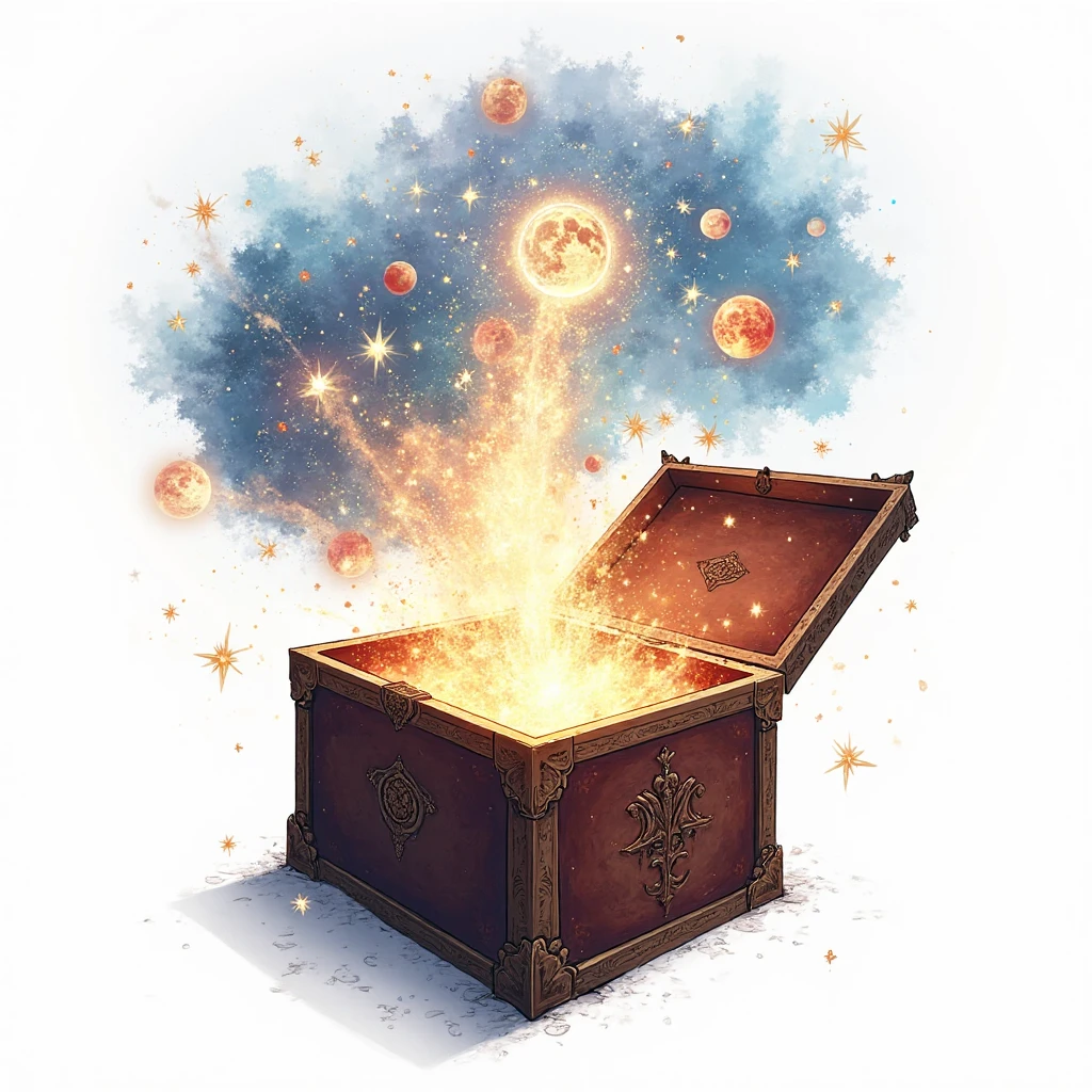 A detailed and artistic illustration of the open Pandora's Box - SeaArt AI