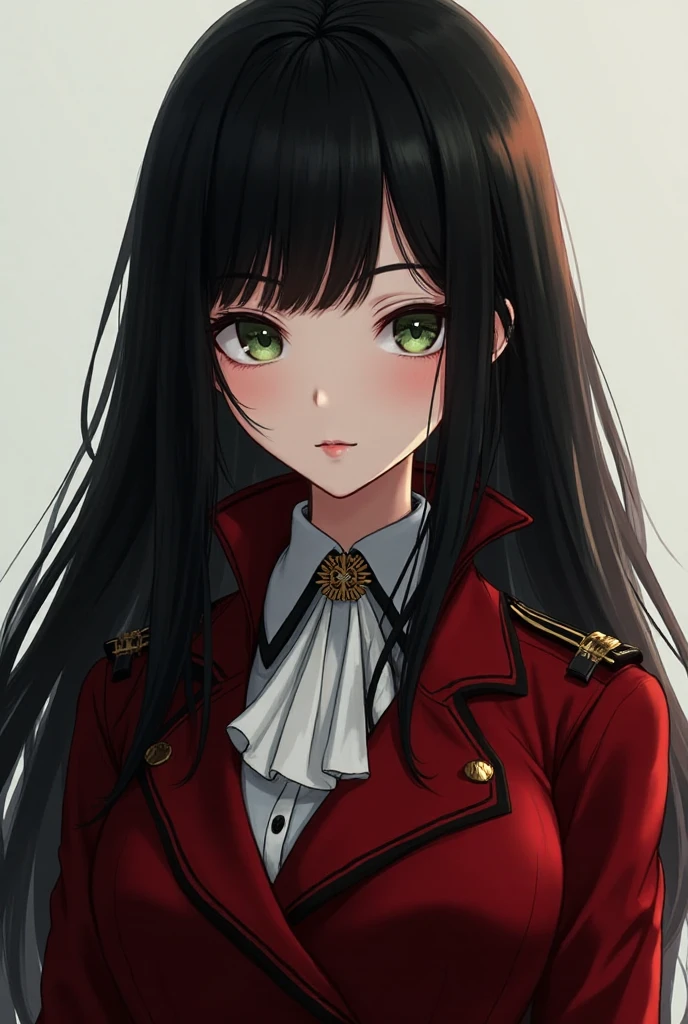 Teenage Female Fierce Korean face with Long black hime cut hair - SeaArt AI