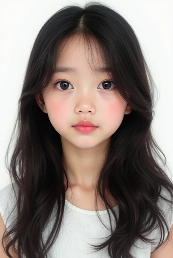 Realistic portrait of a young girl with a delicate and elegant face ...