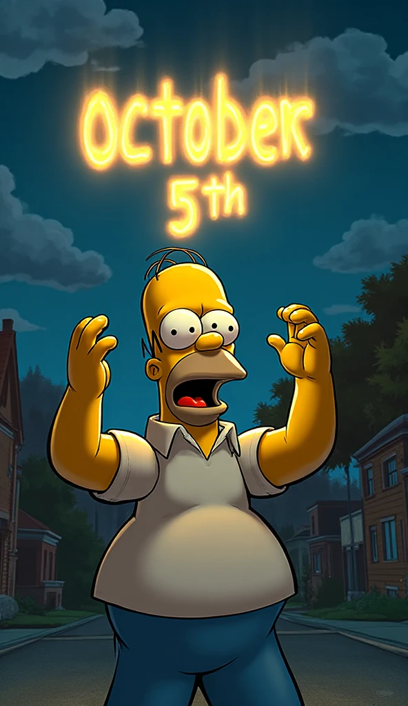 The Simpsons style, Homer looking surprised at glowing text - SeaArt AI