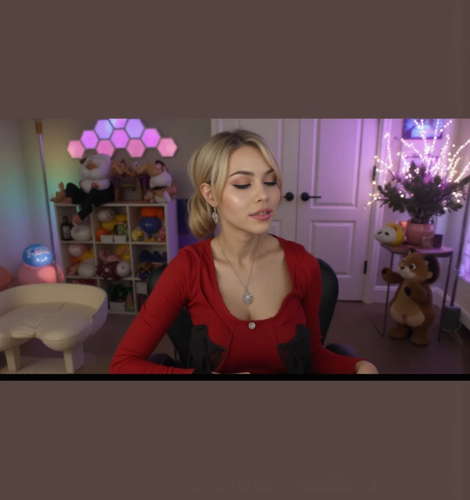 Big ????, wearing red ?????? and bra, full body on screen. - SeaArt AI