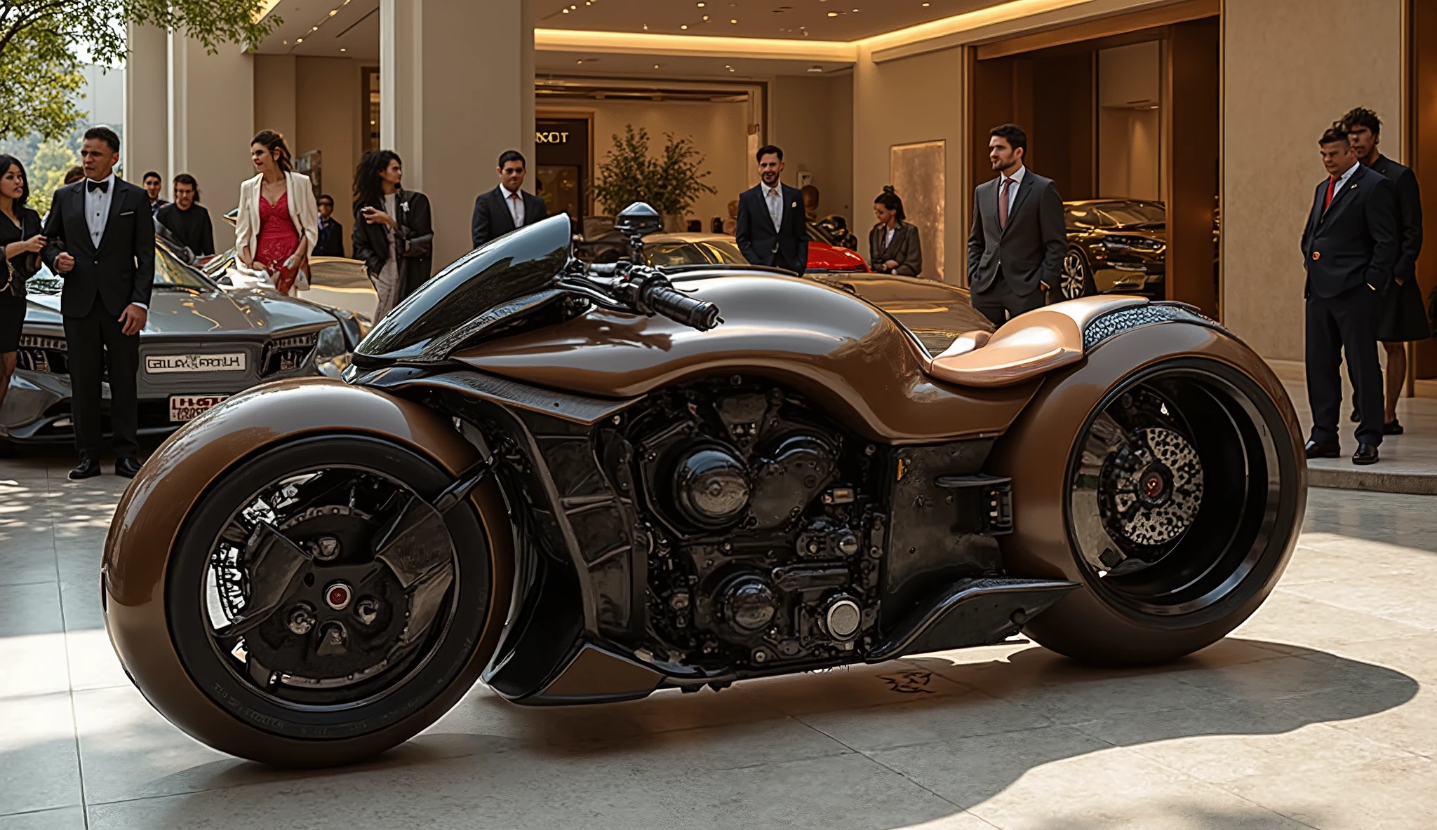 A futuristic American superbike named [Rolls Royce 1900000], viewed ...