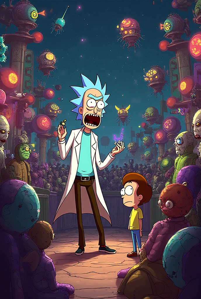 (masterpiece, best quality, Rick and Morty cartoon style), alien ...