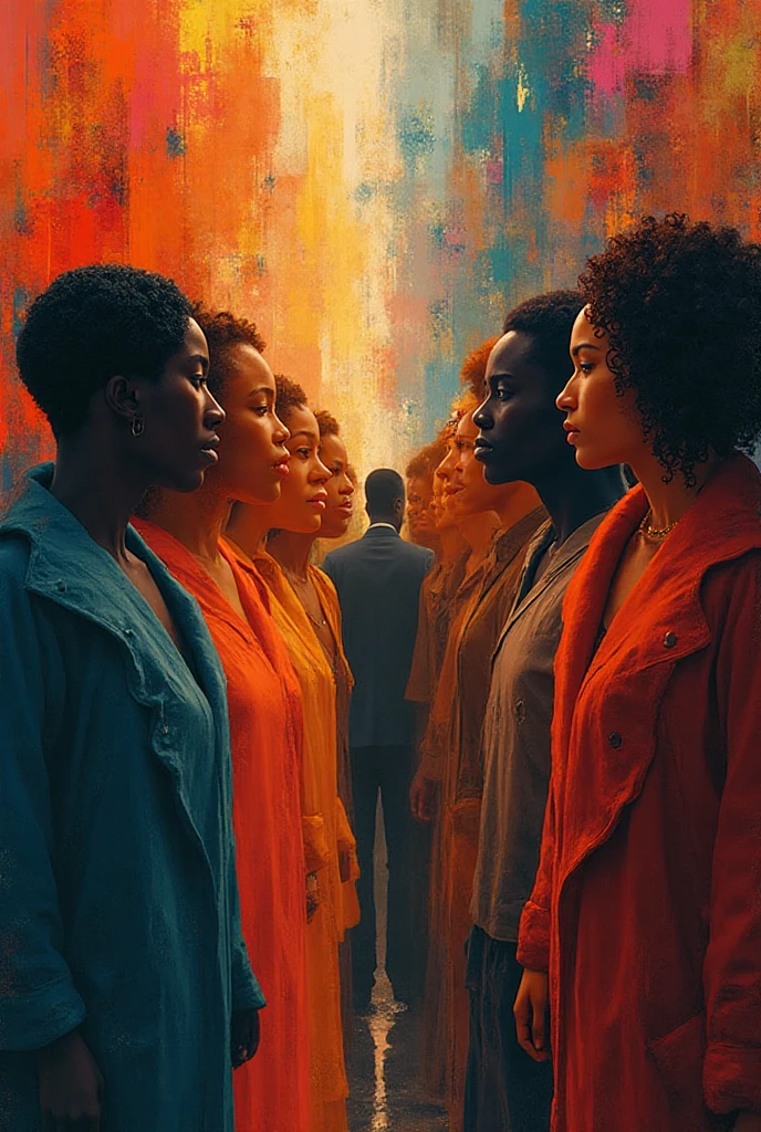 An abstract image that reflects distinct social classes and skin colors ...
