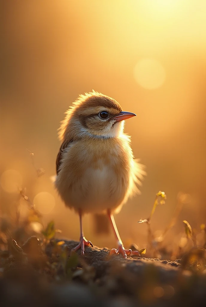 A mesmerizing close-up portrait of a beautiful small bird illuminated ...