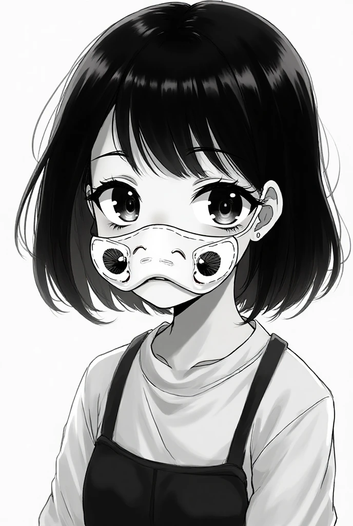 Black and white high school girl with a jk mask - SeaArt AI