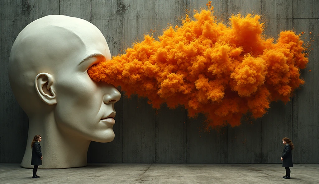 A surreal and dramatic artwork featuring a massive, pale, human - SeaArt AI