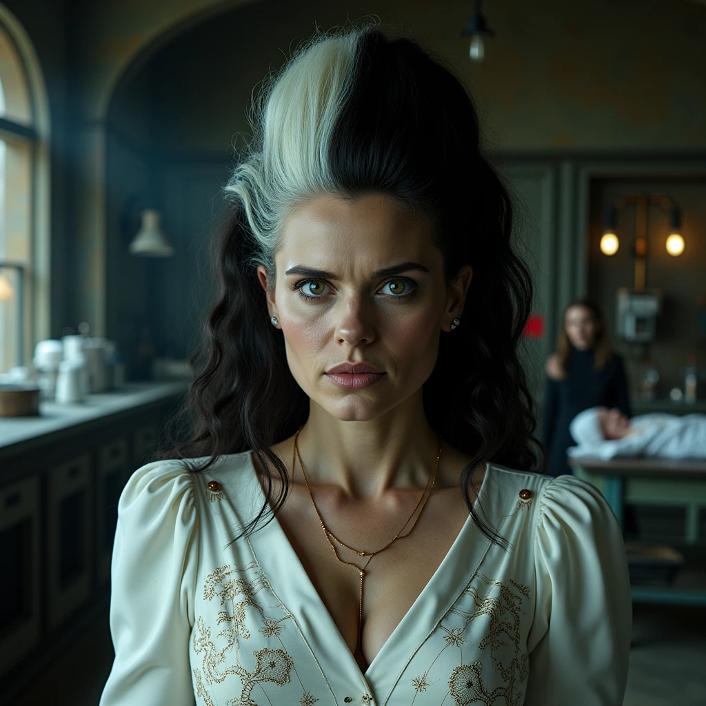 Cinematic character study of Emily Deschanel portraying Bride of ...
