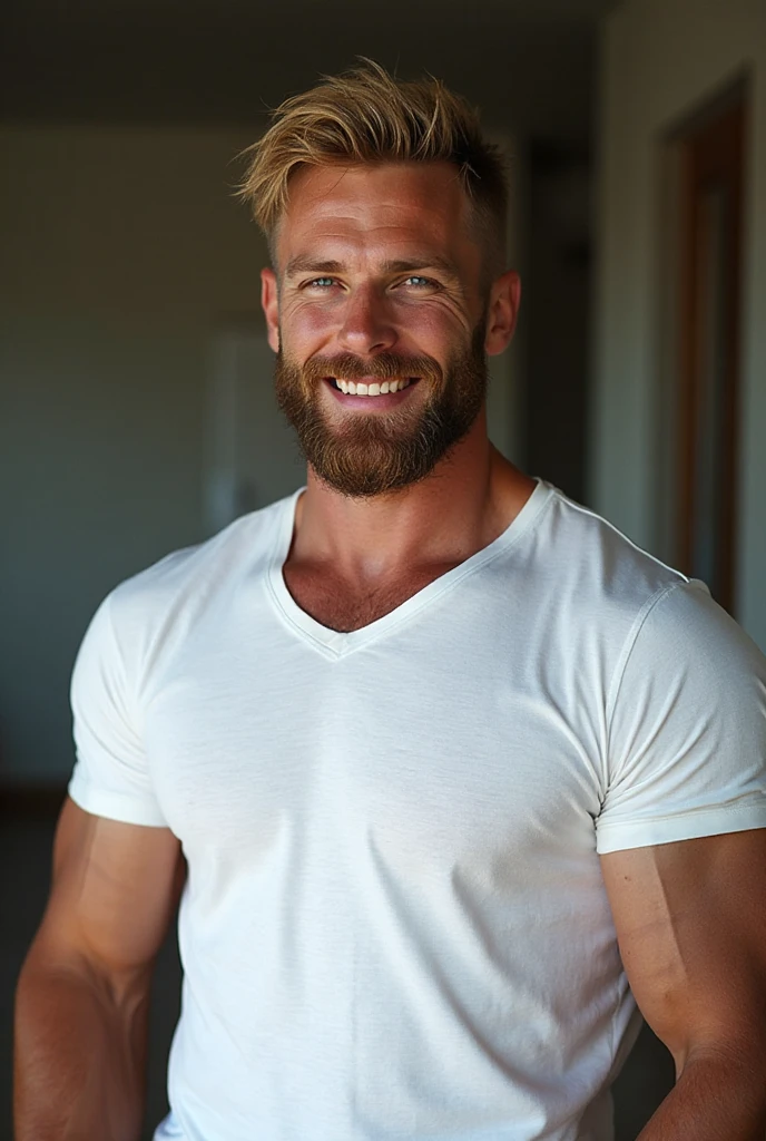 Create an image of a european white alpha boy.With nice beard and hair ...