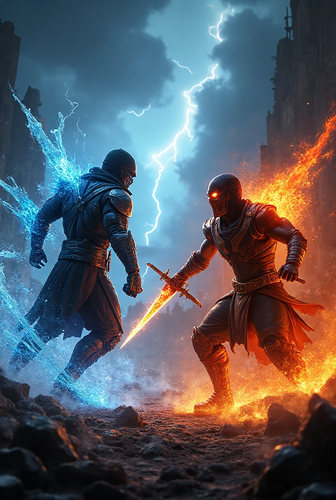 Create an animation of sub zero and scorpion taking mate - SeaArt AI