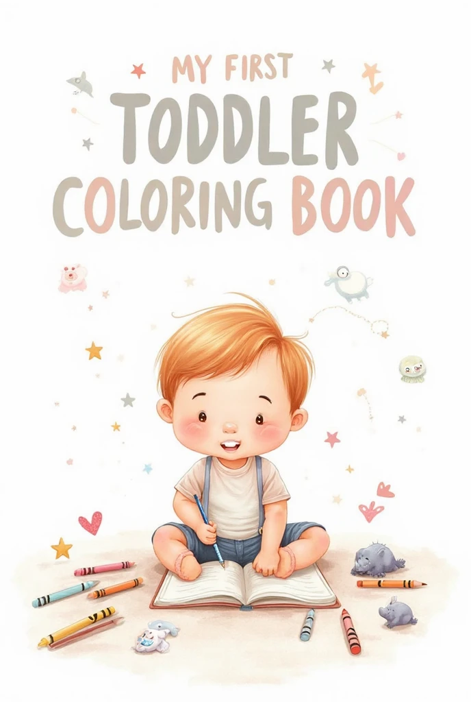 "A cute watercolor illustration of a small toddler sitting on the floor ...
