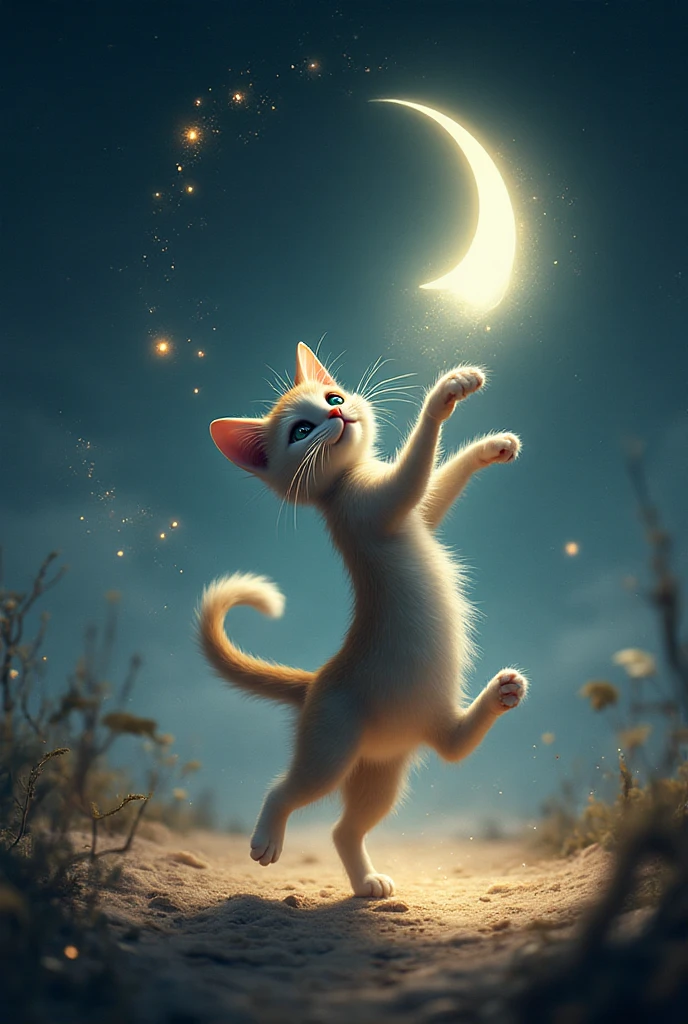 I want a cat dancing and the background will be moon - SeaArt AI