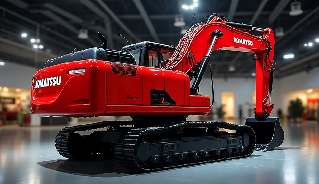 2026 Komatsu PC400-8 Excavator side view, color bright red, HD shining ...
