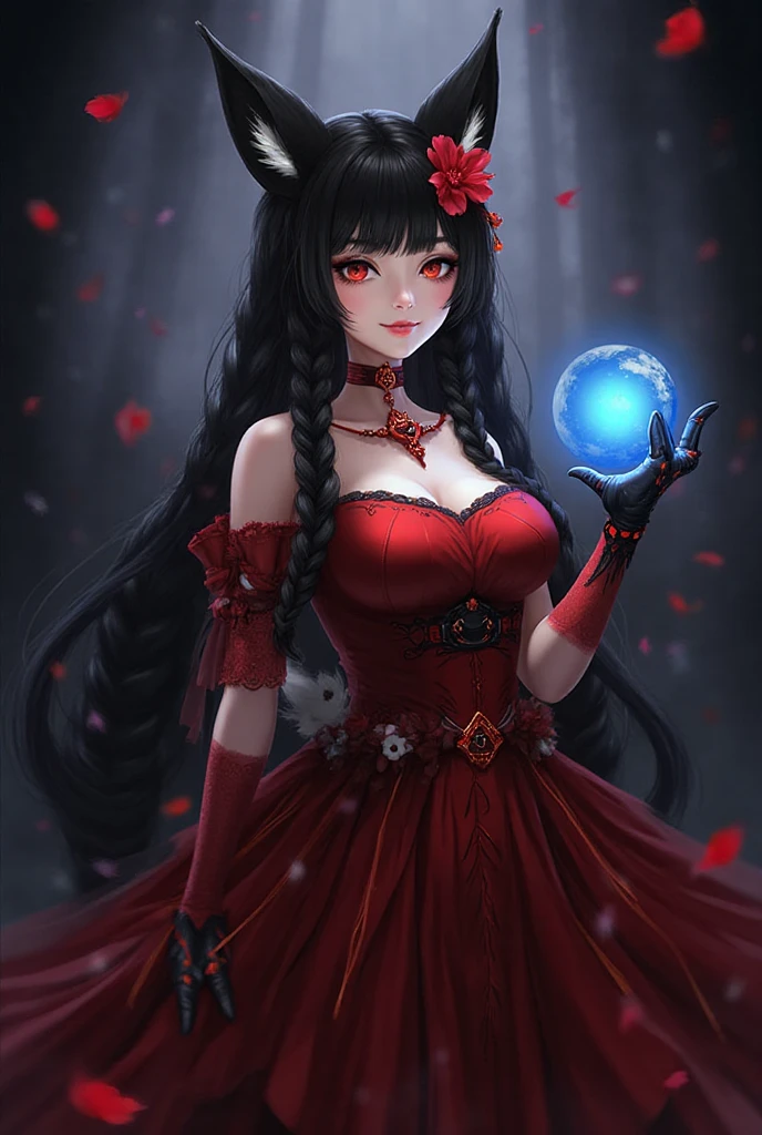 The image shows a fantasy character with fox-like features, including ...