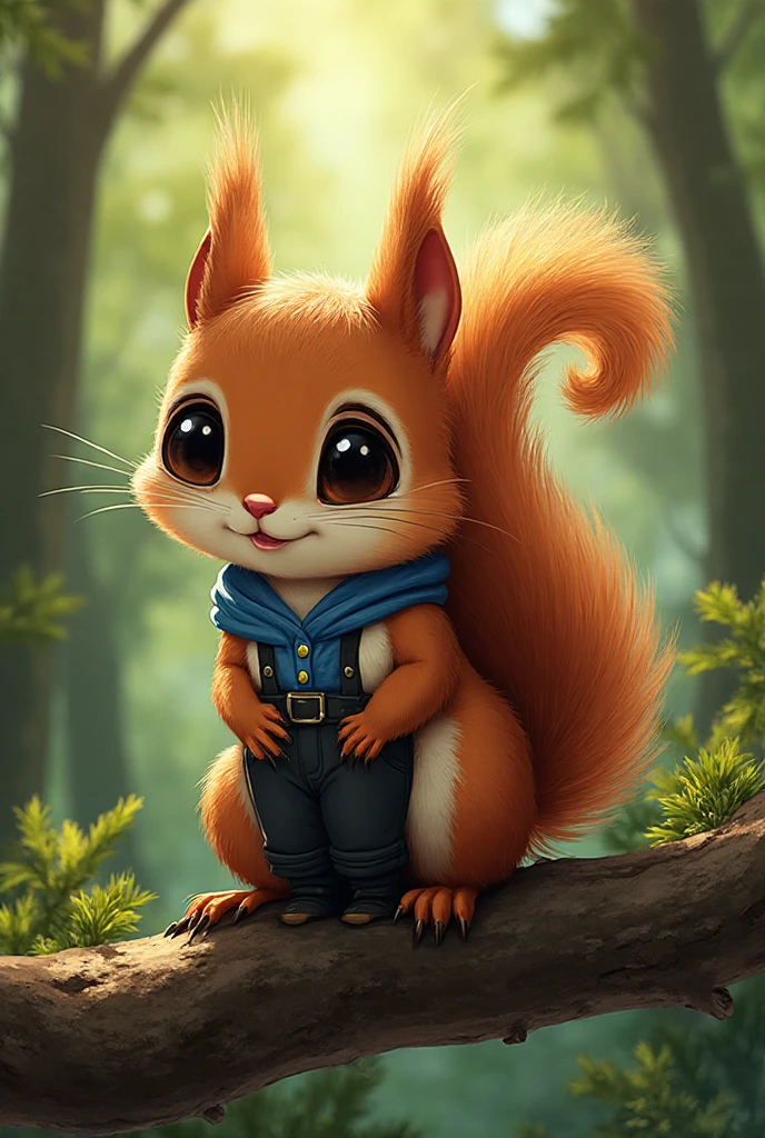 Draw me A small brown squirrel, round black eyes glitter, silky brown ...