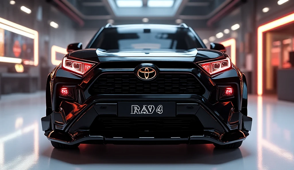 3D render of a heavily modified 2026 Toyota RAV4(in (black colour ...