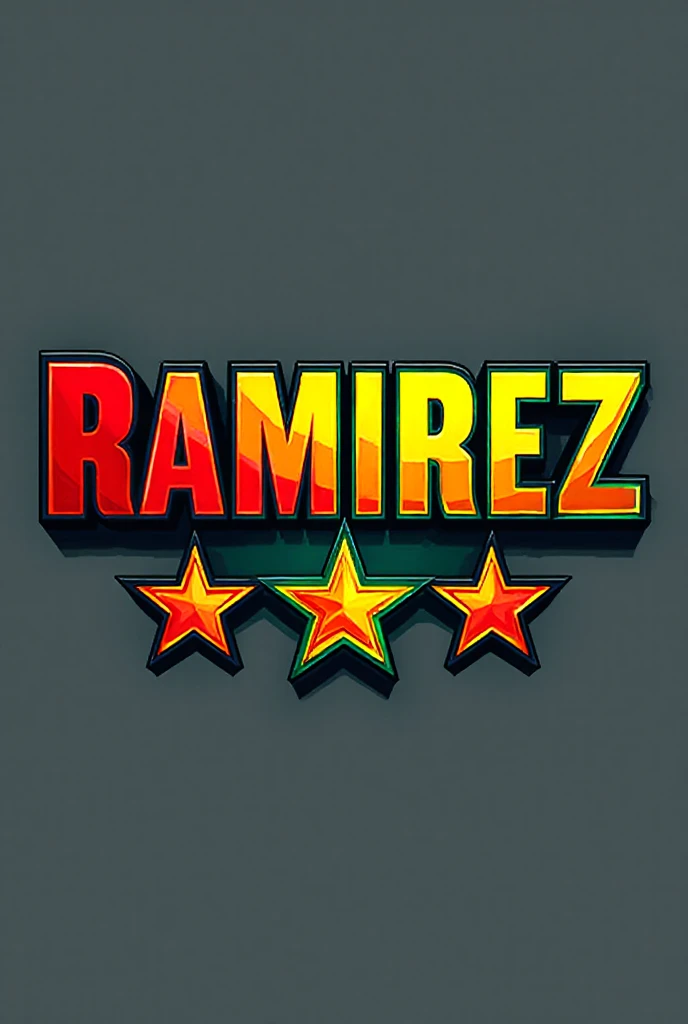 Logo with last name RAMIREZ IN RED YELLOW GREEN AND THREE STARS AT THE ...
