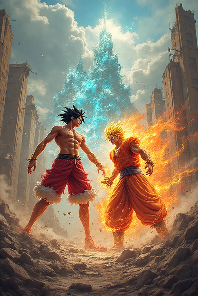 Luffy Gear 5 vs Goku in the Iraqi language and with a legendary drawing ...