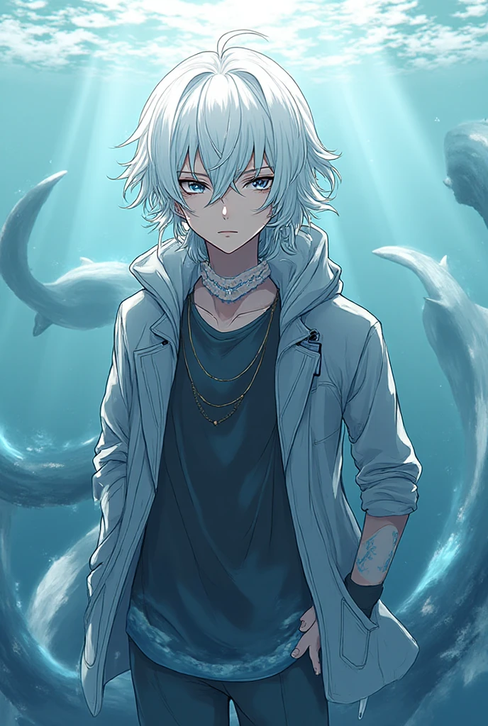 Isekai anime version type, a Shark Fish Home with a human face and body ...