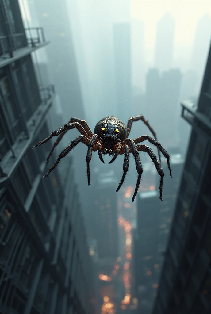 A spider jumping from a building - SeaArt AI