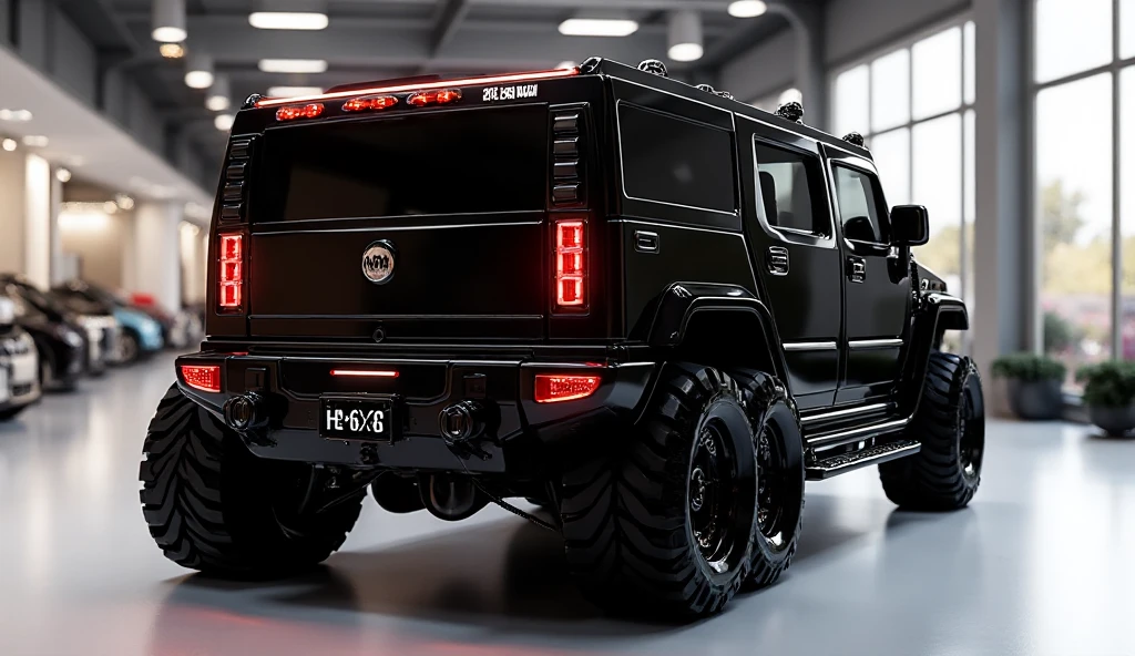 3D render of a heavily modified (2026 Hummer H2 6X6 )in (Black - SeaArt AI