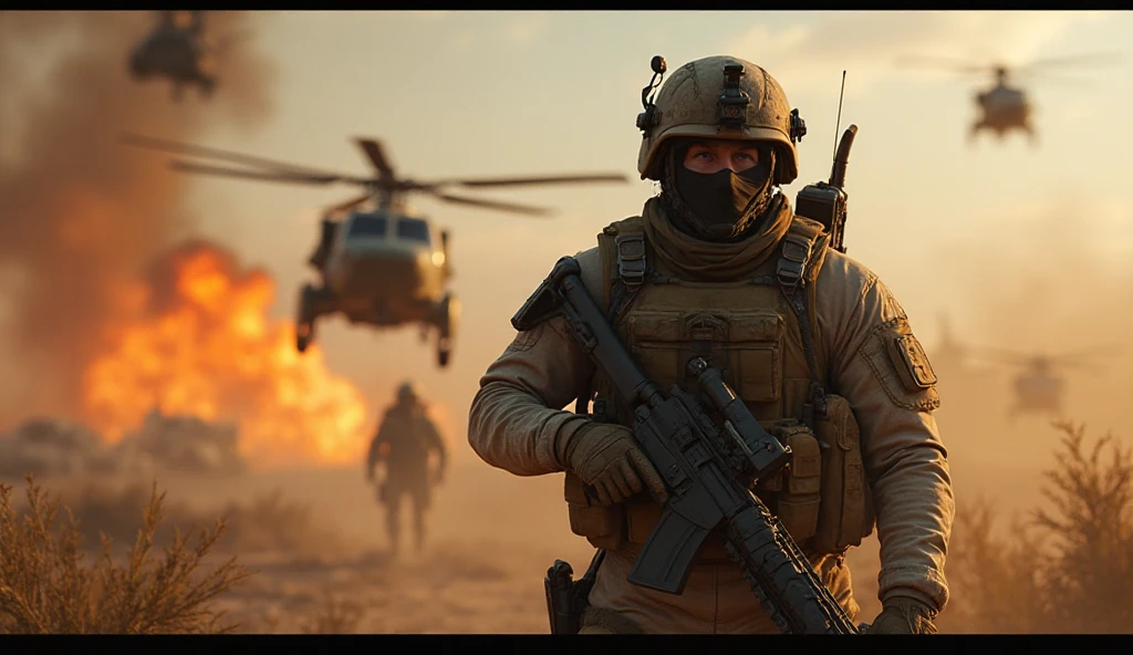 Ultra-realistic cinematic scene of a soldier (Ghost from Call of Duty ...