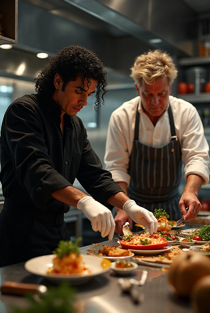 Michael Jackson cooking with Gordon ramsay - SeaArt AI