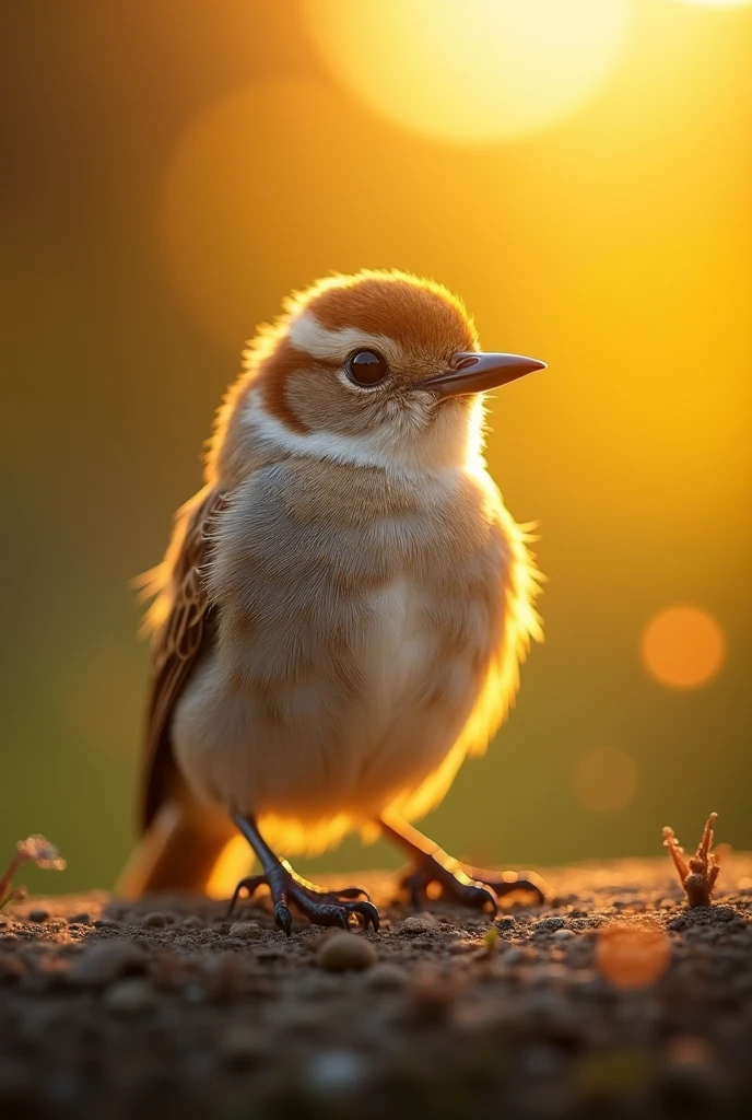 A mesmerizing close-up portrait of a gorgeous little bird illuminated ...