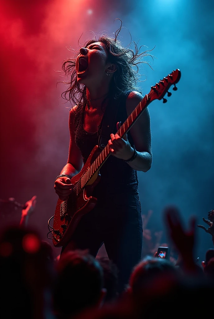Rock Singer's Stage: A Burst of Passion A high-quality, realistic ...