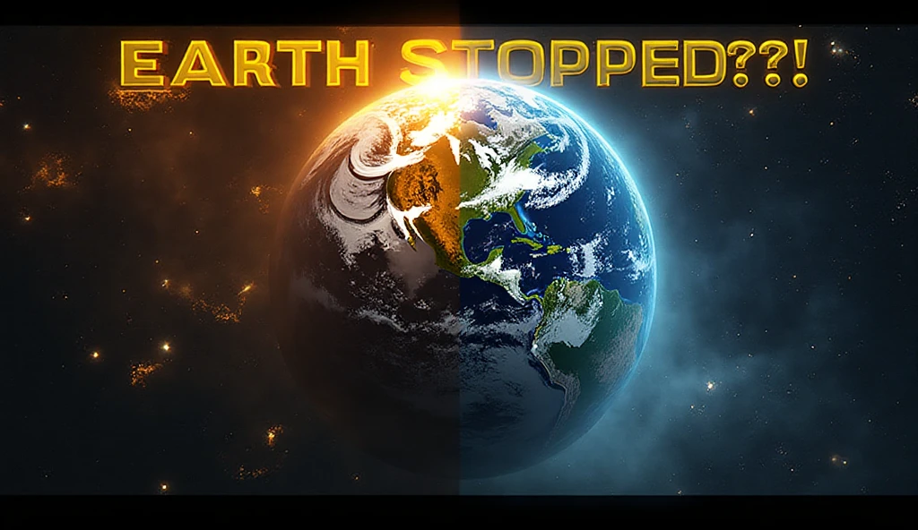 A dramatic YouTube thumbnail showing planet Earth half in motion and ...